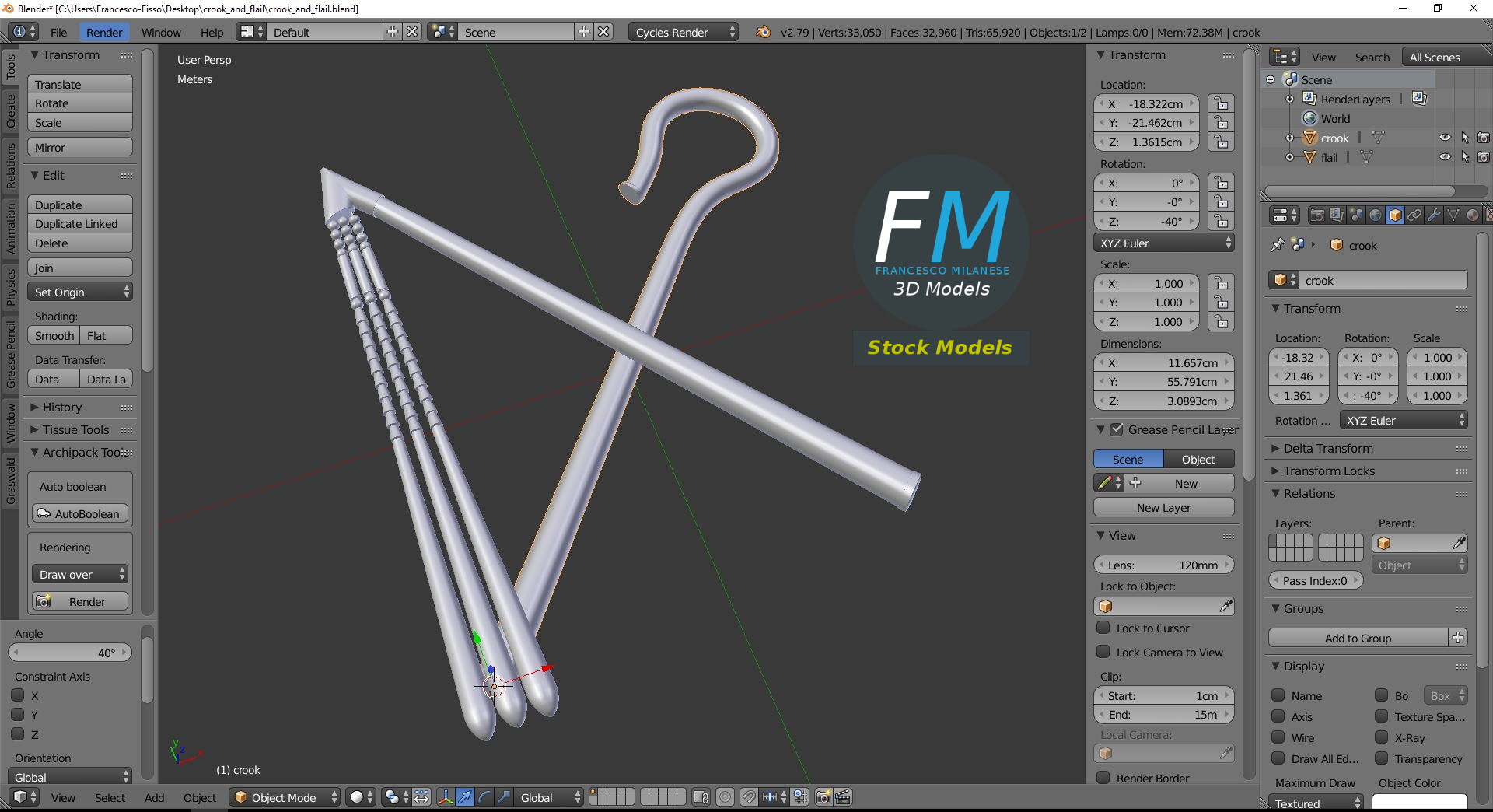 3D MODEL - Crook and flail