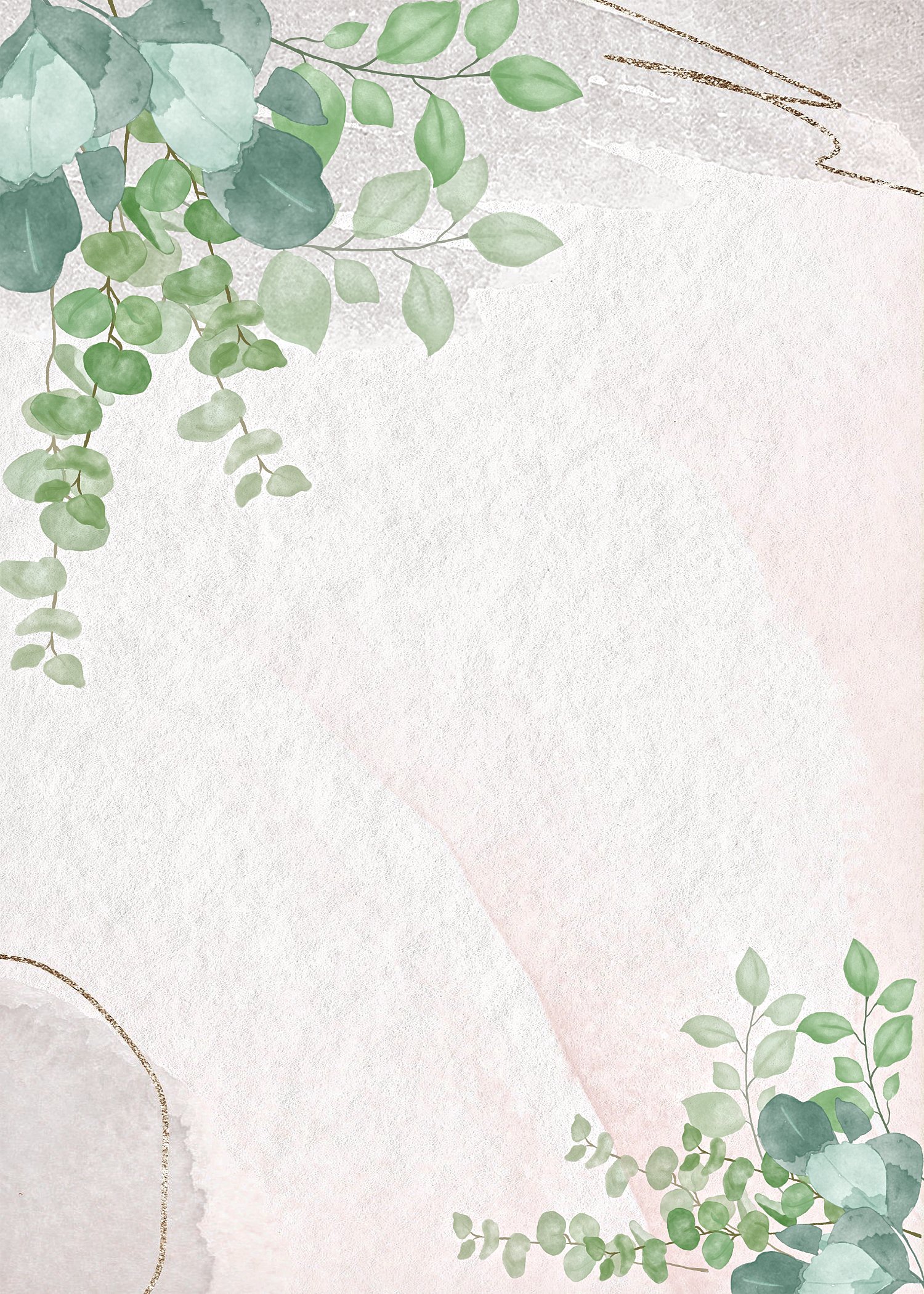 Watercolor Greenery Cards Templates CMYK