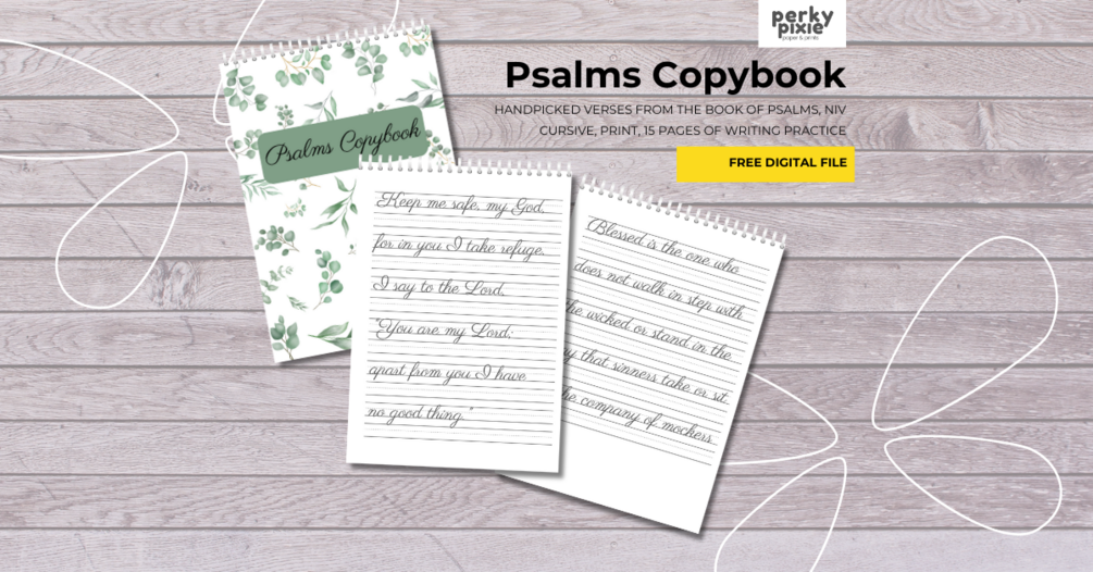 Psalms Mini Copybook, cursive, pdf