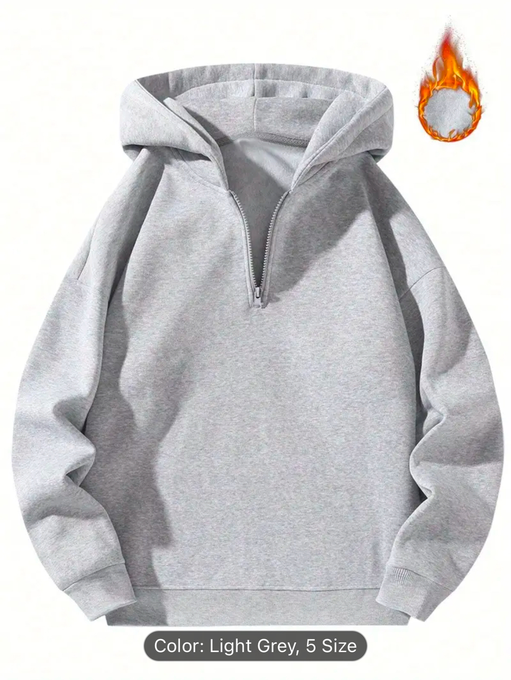 men's solid color half zipper hoodie