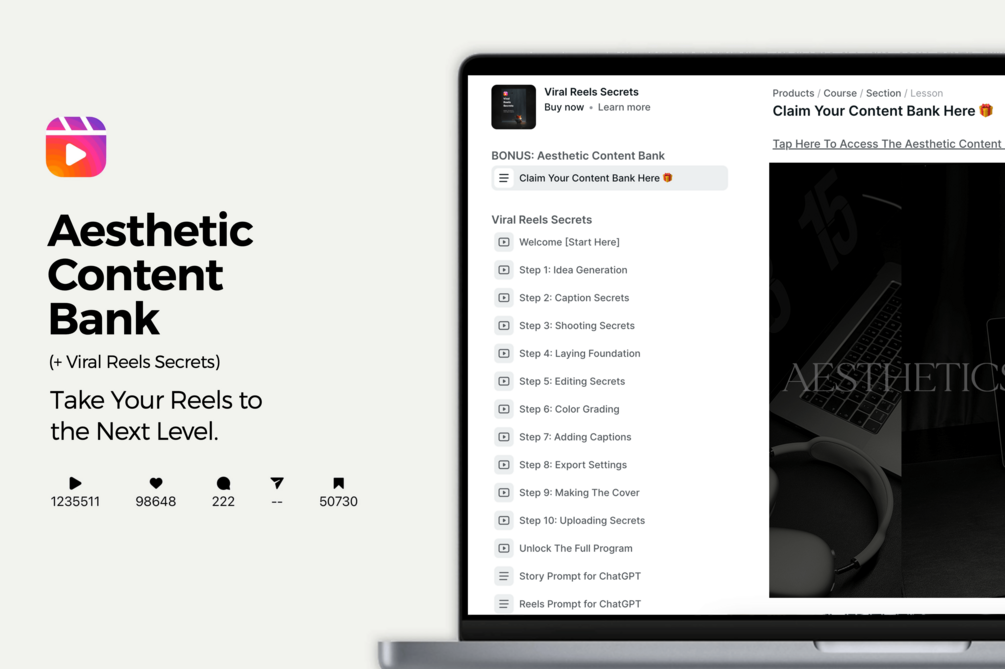 Aesthetic Content Bank + Viral Reels Secrets