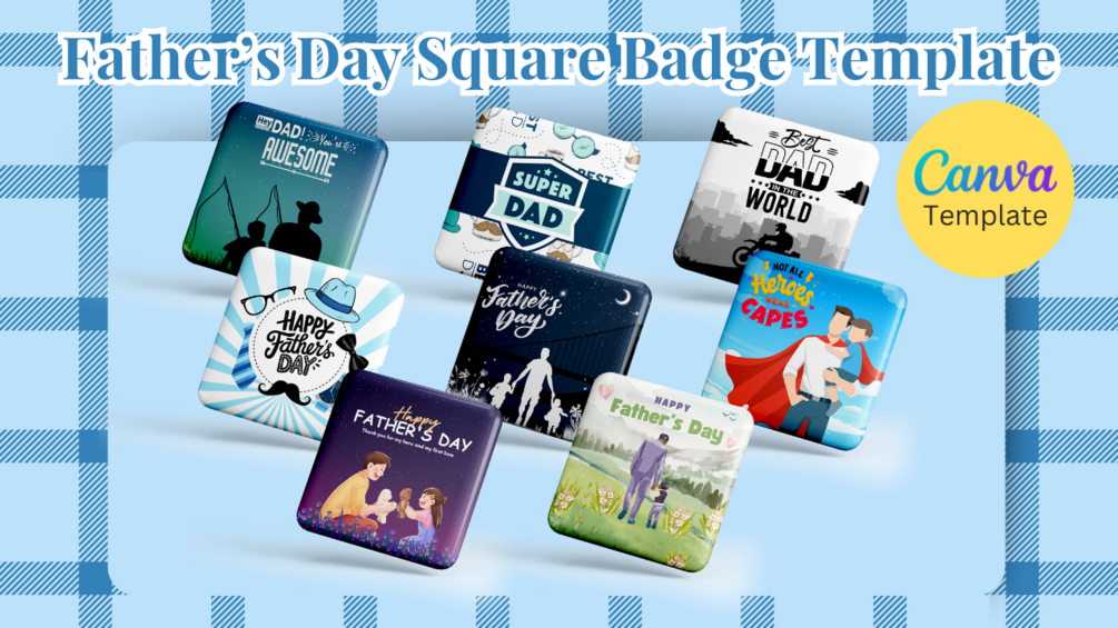 Father's Day Square Badge Canva Template Design