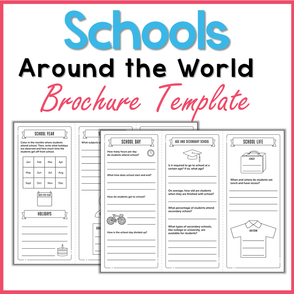Schools Around the World - Back to School Brochure and Writing Template