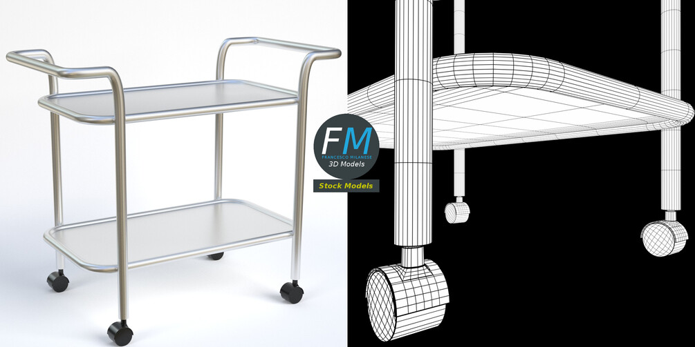 3D MODEL - Food beverage trolley cart 3