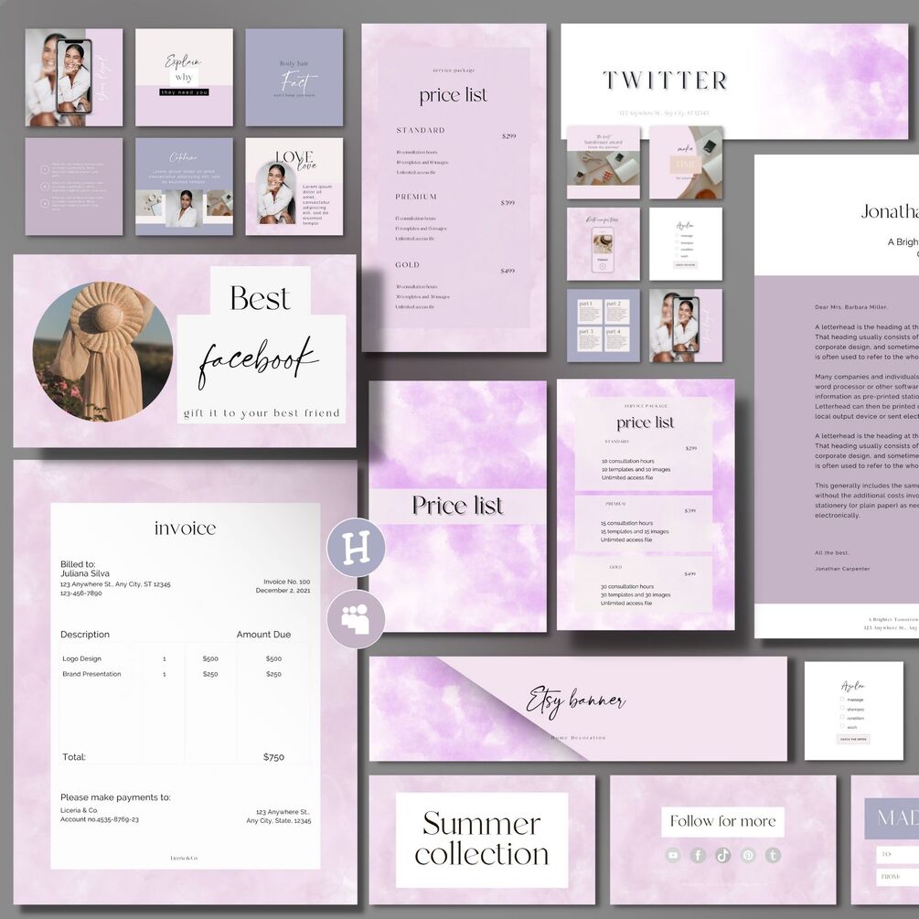 Purple business branding kit