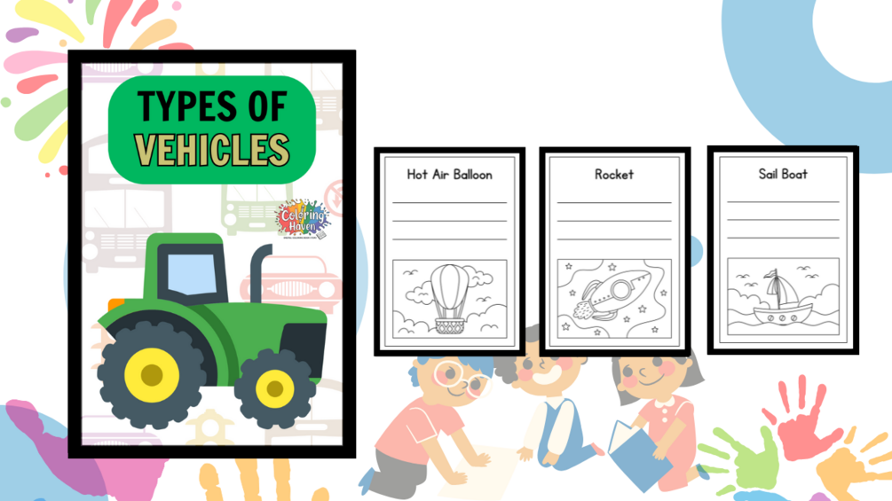 Coloring Book : Types of Vehicles