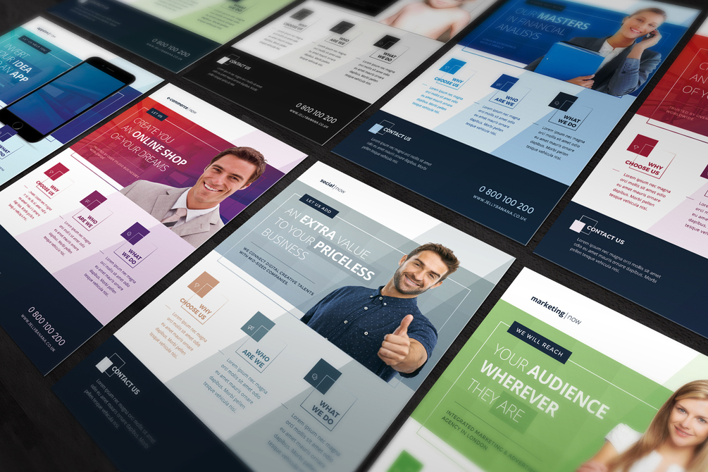 6 Multi-purpose Corporate Flyer Templates, Magazine Ads - A4 size