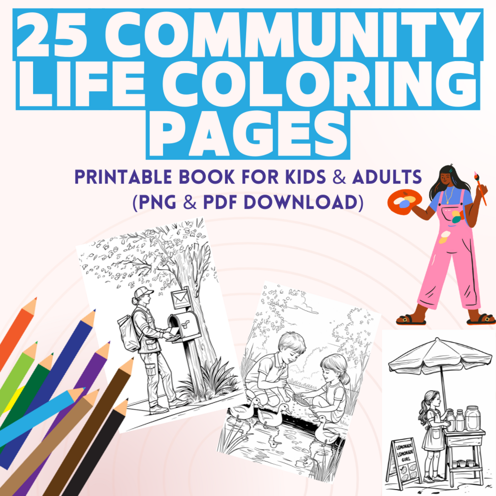 Printable Community Coloring pages – 25 Fun Everyday Scenes (Kids ...
