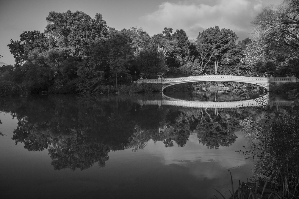 Bow Bridge at Sunset - B&W