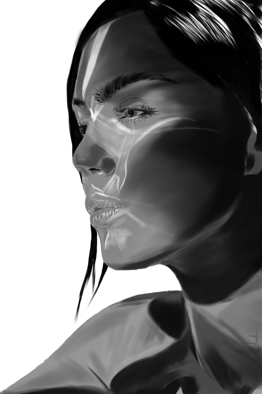 Water Reflection, Digital Painting, Portrait