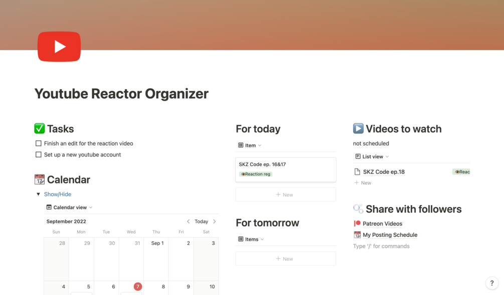 Youtube Reactor Organizer