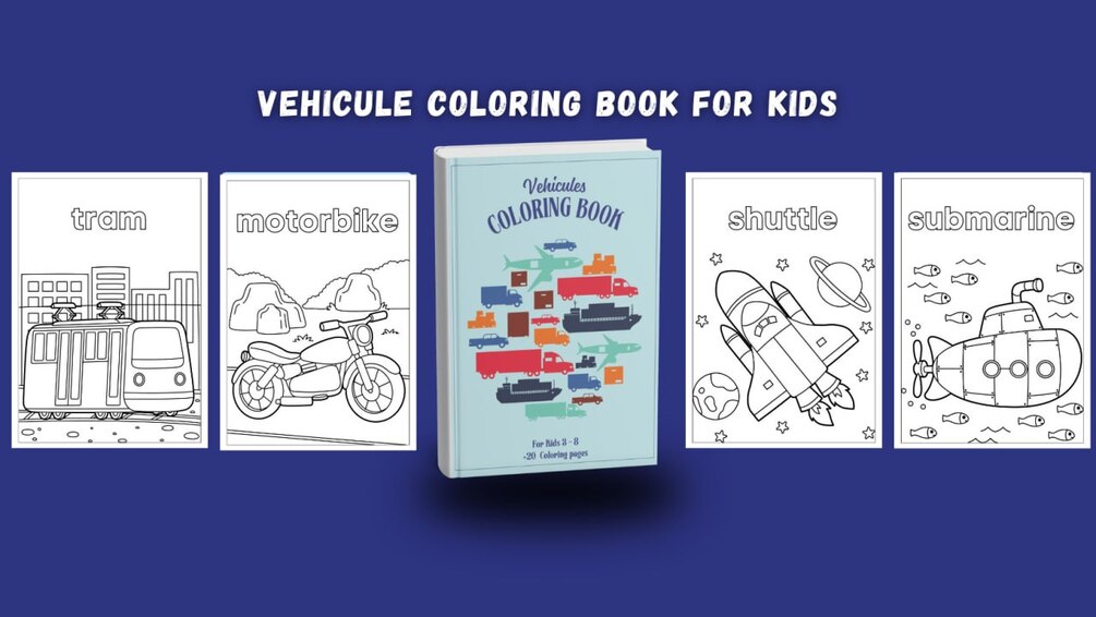 Vehicules Coloring book for kids 3-8