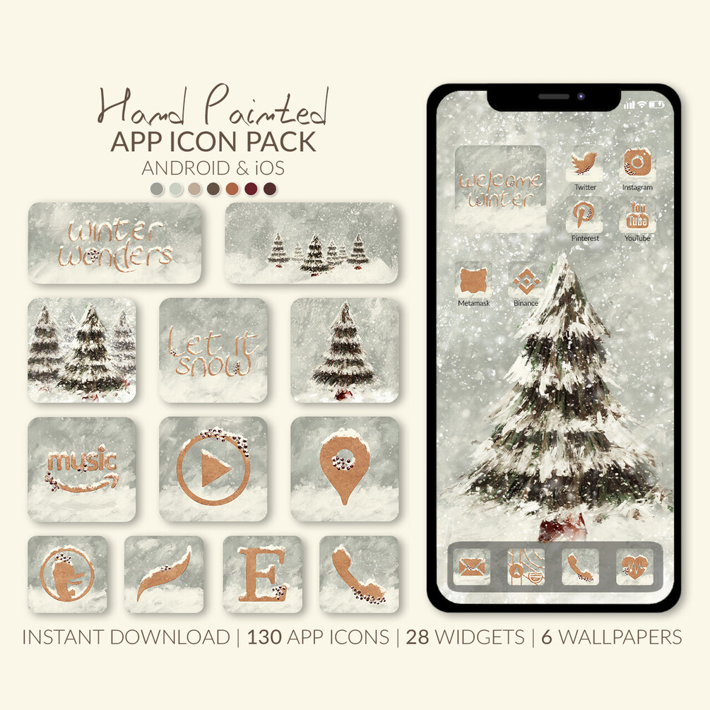 Winter Vibes APP ICON PACK || Hand Painted Icons, Widgets, Wallpapers ...