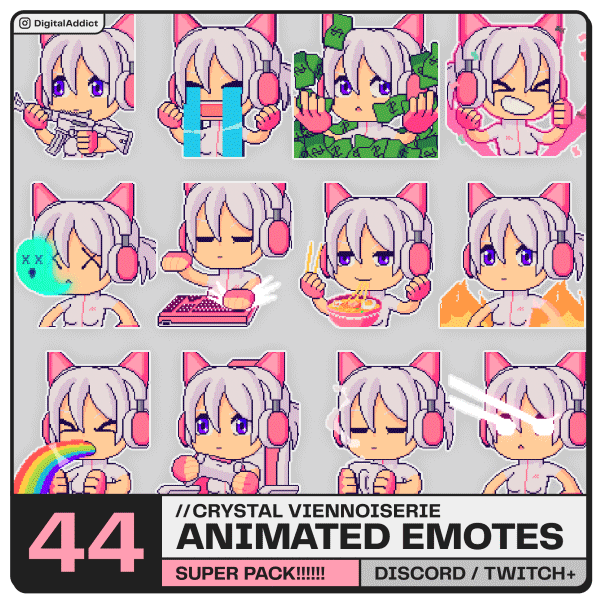 Pink Cat Ears Gamer Girl Emote Pack