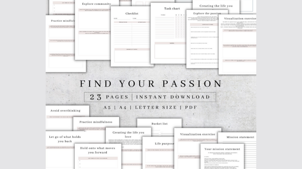 Find Your Passion Planner Printable | Life Coaching Pages | Digital ...