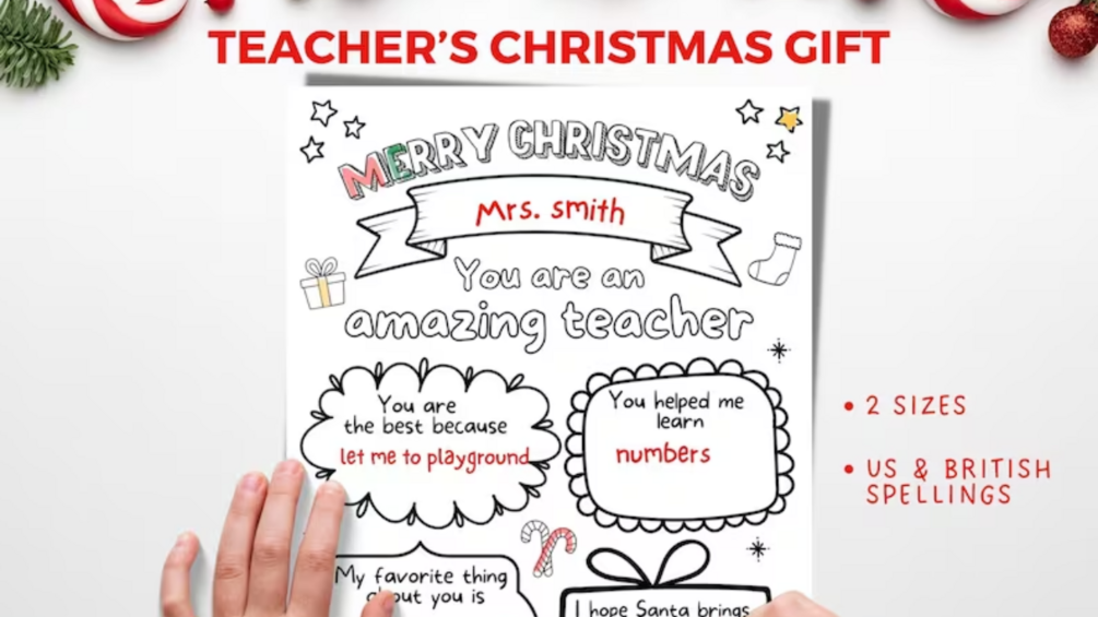 Teacher Christmas Gifts Printable