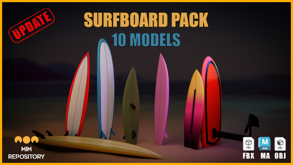10 Surfboard 3D Models (UPDATE)