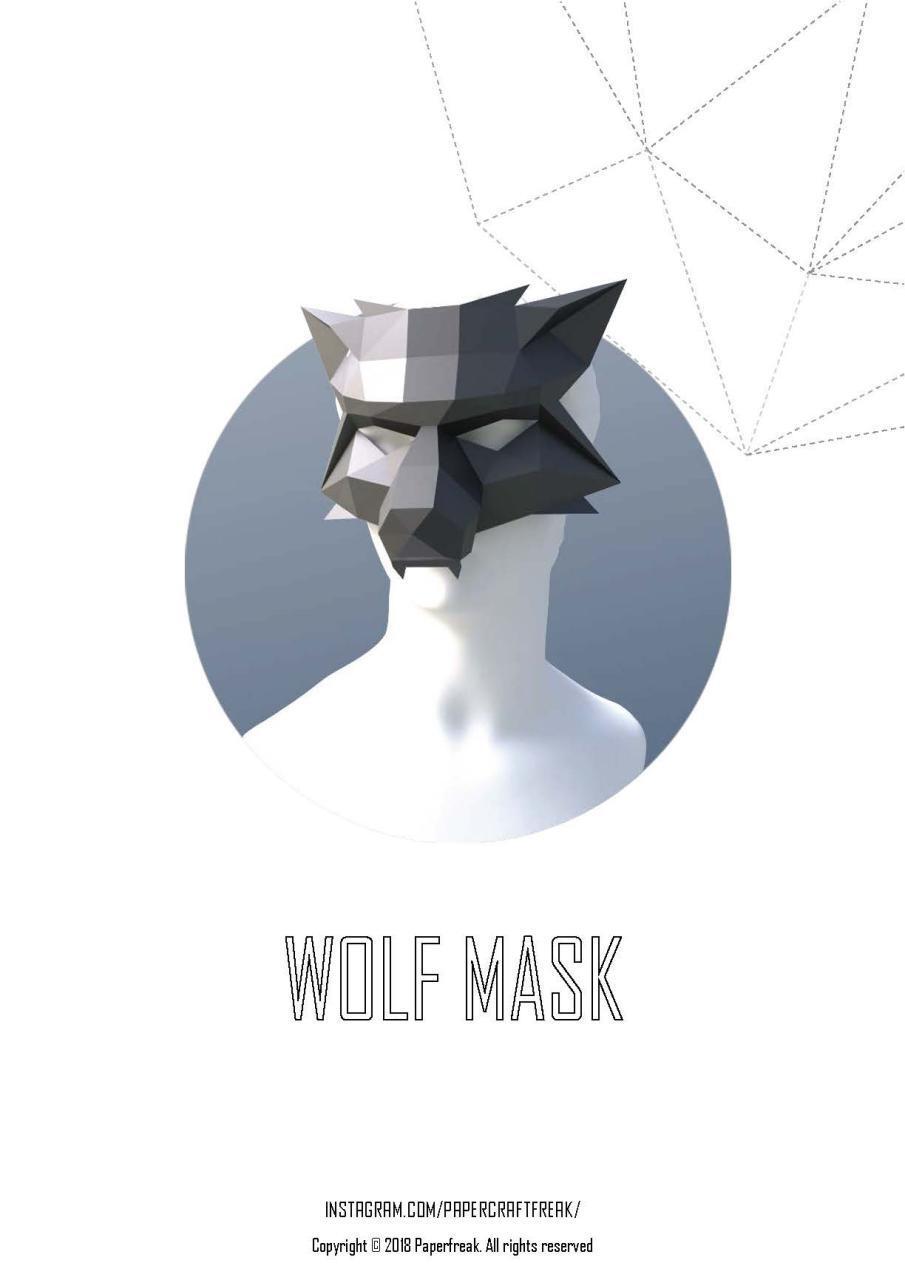 Papercraft 3D WOLF MASK halloween pepakura carnival