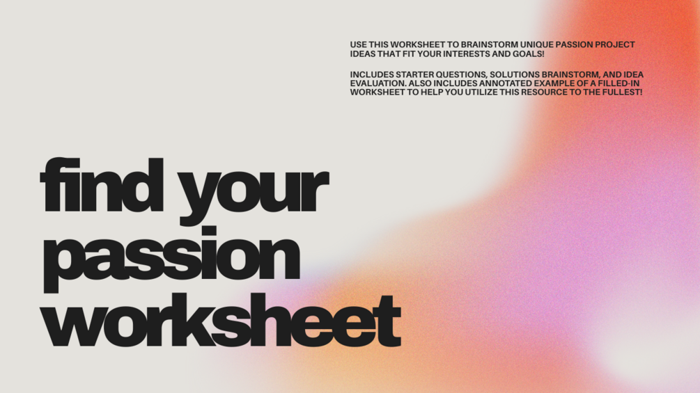Find your Passion Worksheet