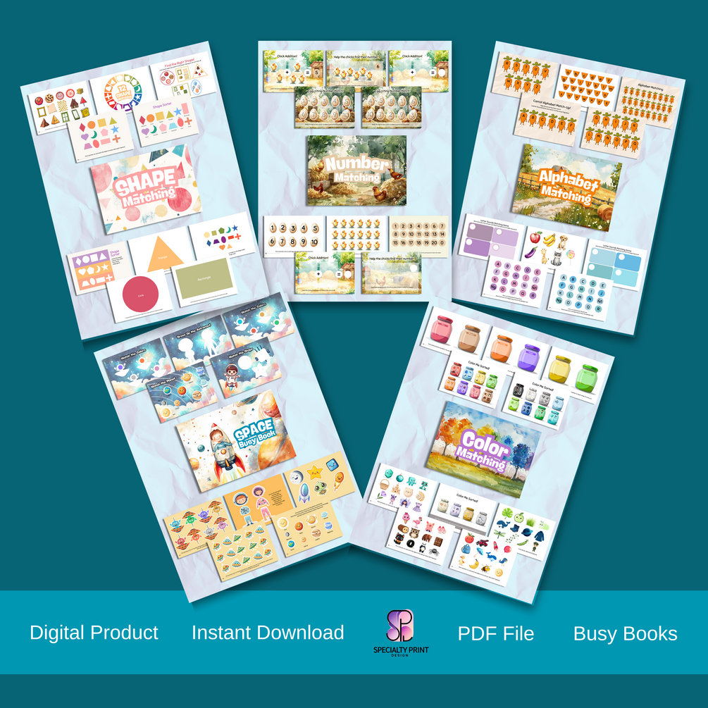 Play & Learn Busy Book Bundle I Kids Printable Matching Activity I ...
