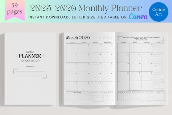 2025-2026 MONTHLY PLANNER KDP INTERIOR