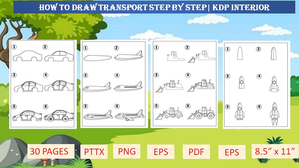How to Draw Transport Step by Step | KDP Interior