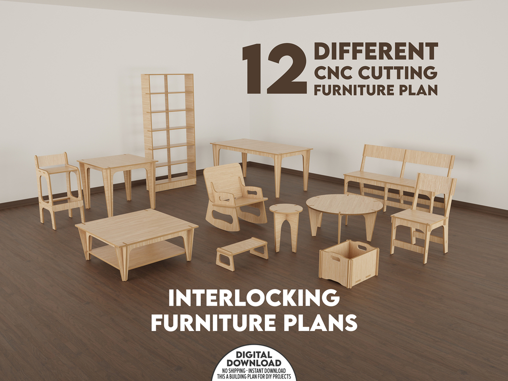 CNC Furniture Plans: 12 Interlocking Designs (Digital Download)