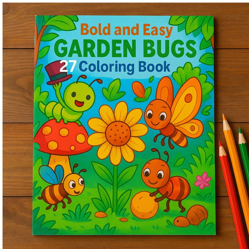 Bold and Easy GARDEN BUGS Coloring Book | Cute Insects for Toddlers