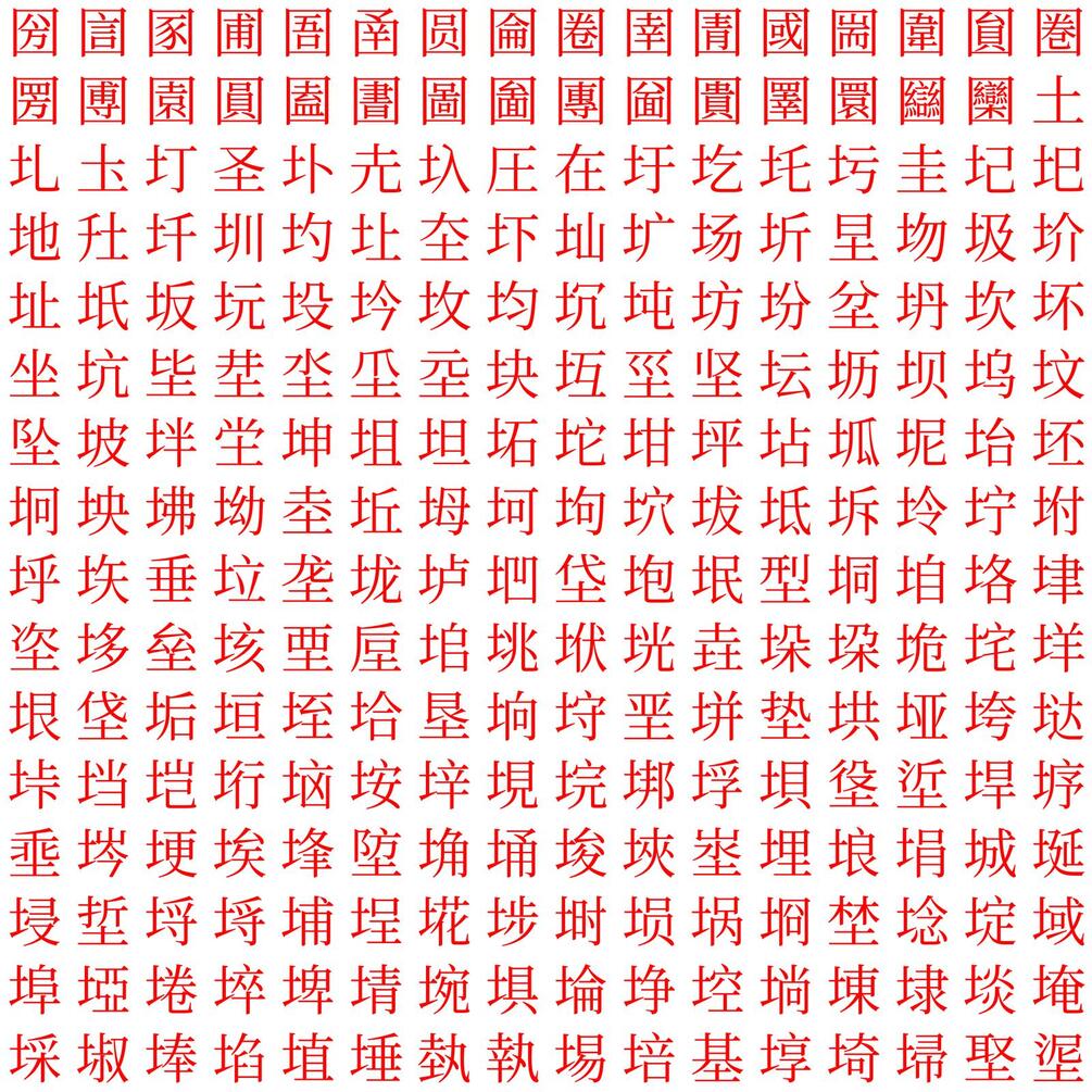 Unicode CJK 5700-57ff, 256 letters, BLEND file for 3d
