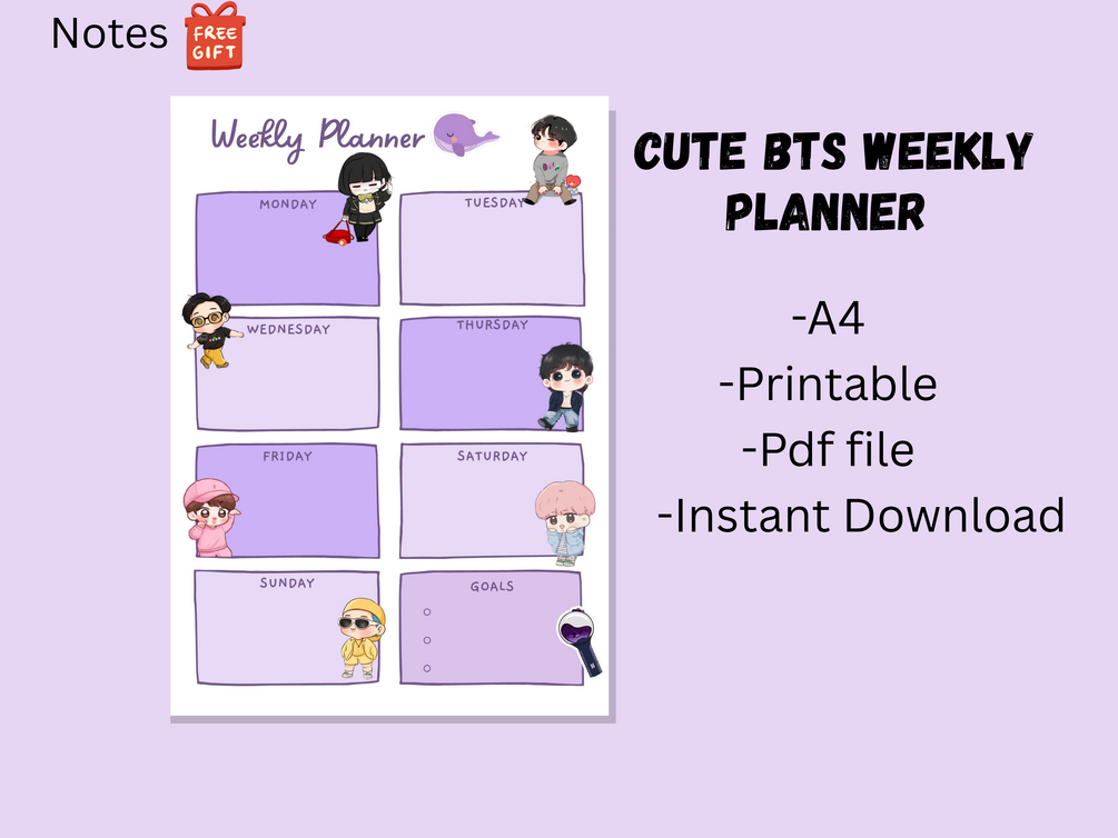 BTS planner - A4 Printable - BTS Weekly Planner