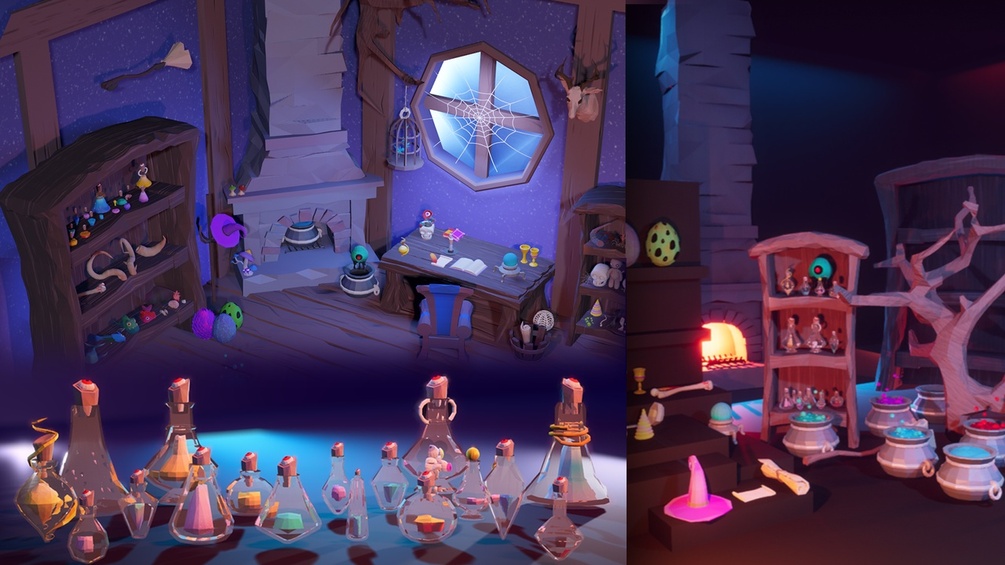 Low Poly Witch & Potion Props