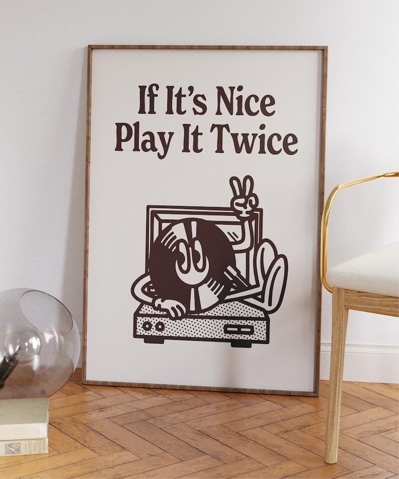 Retro Vinyl Wall Art Printable Record Player Poster for Dorm Room or ...