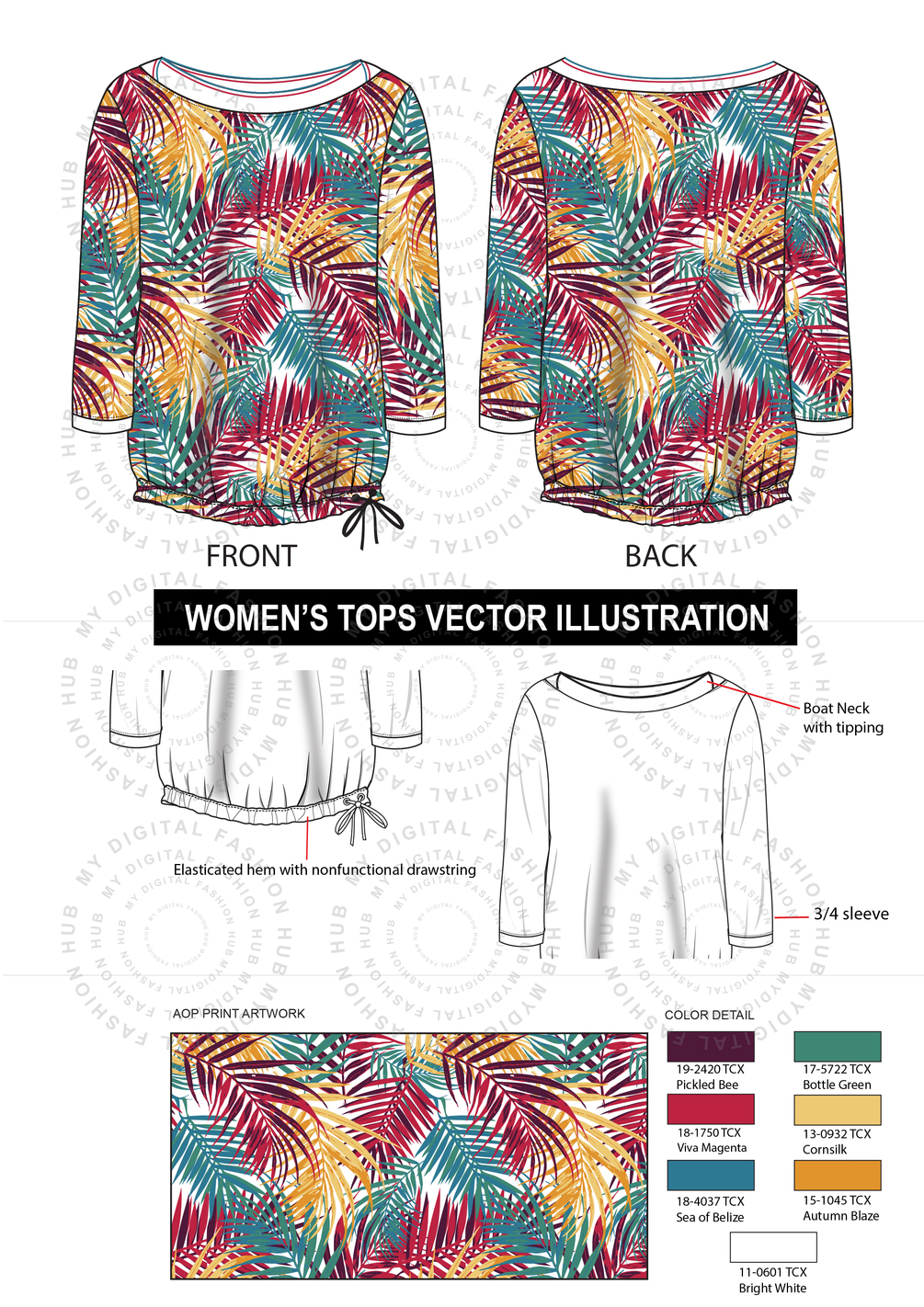 Women’s Tops Vector Illustration Pack | Fashion Flat Sketches (AI)