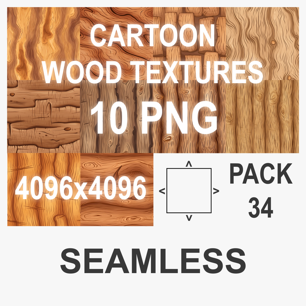 Cartoon Wood Textures Pack 34 - 10x PNG
