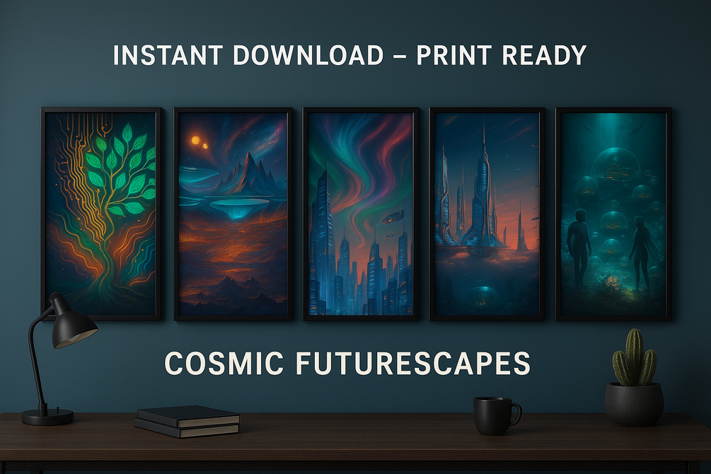 Cosmic Futurescapes – Futuristic Sci-Fi Wall Art Set | Digital Download ...