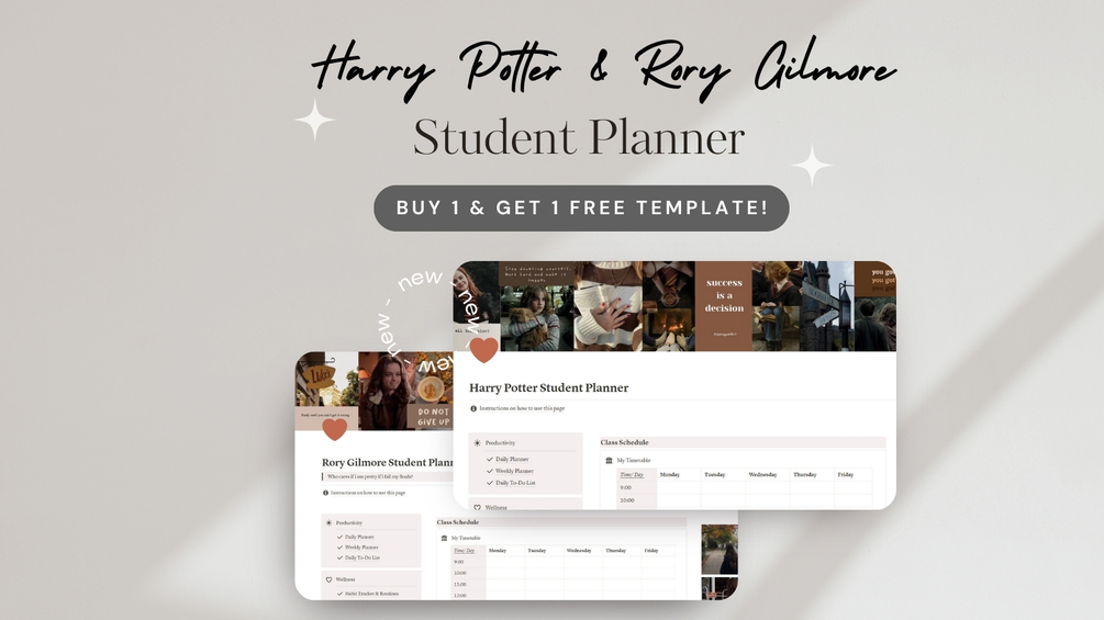 Harry Potter & Rory Gilmore Notion Student Planner