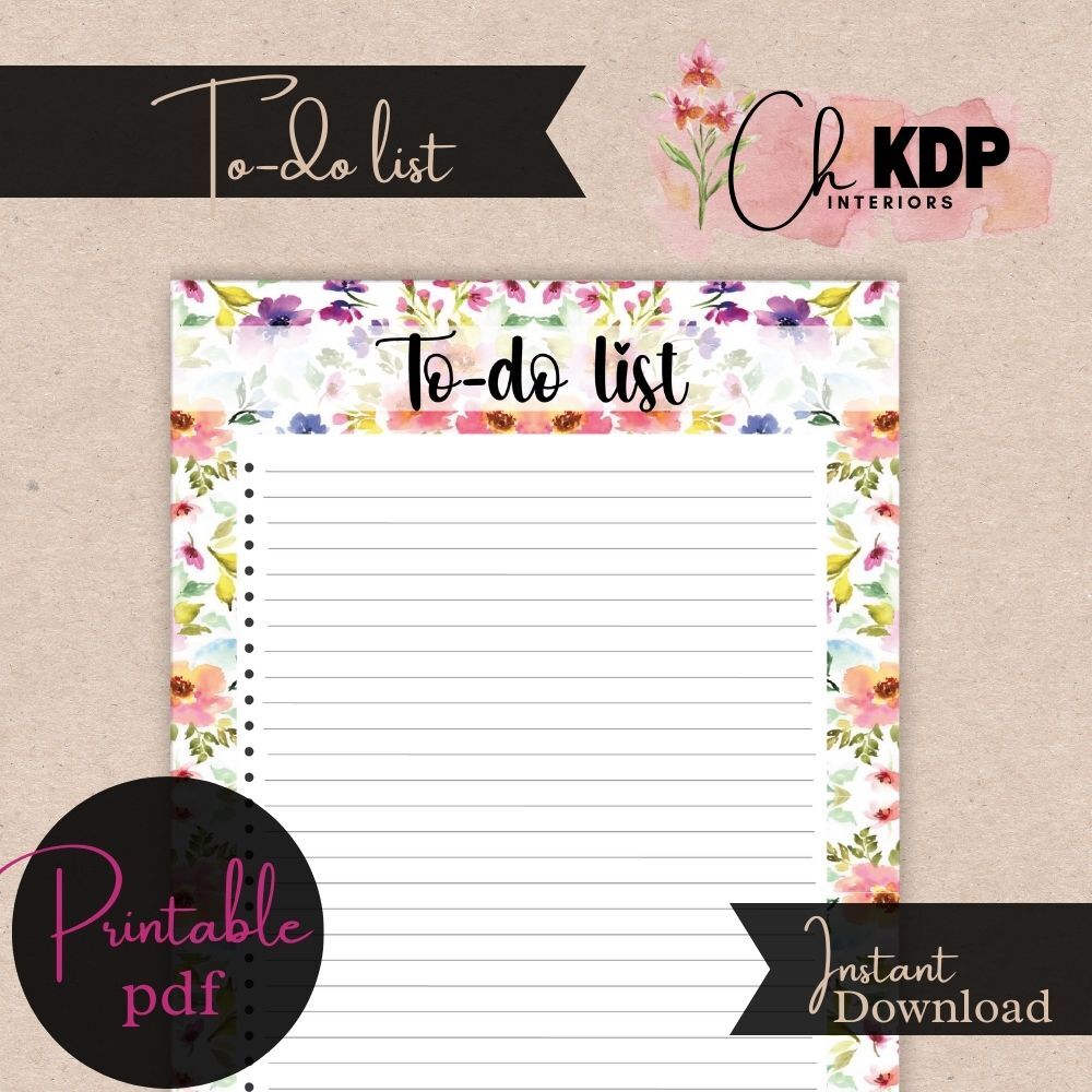 "Printable floral To-Do List | A4 and A5 Sizes | Editable PDF"