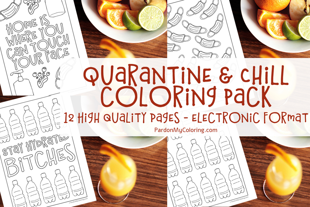 Quarantine & Chill Bundle of 12 Coloring Pages - Sassy and Sweary ...