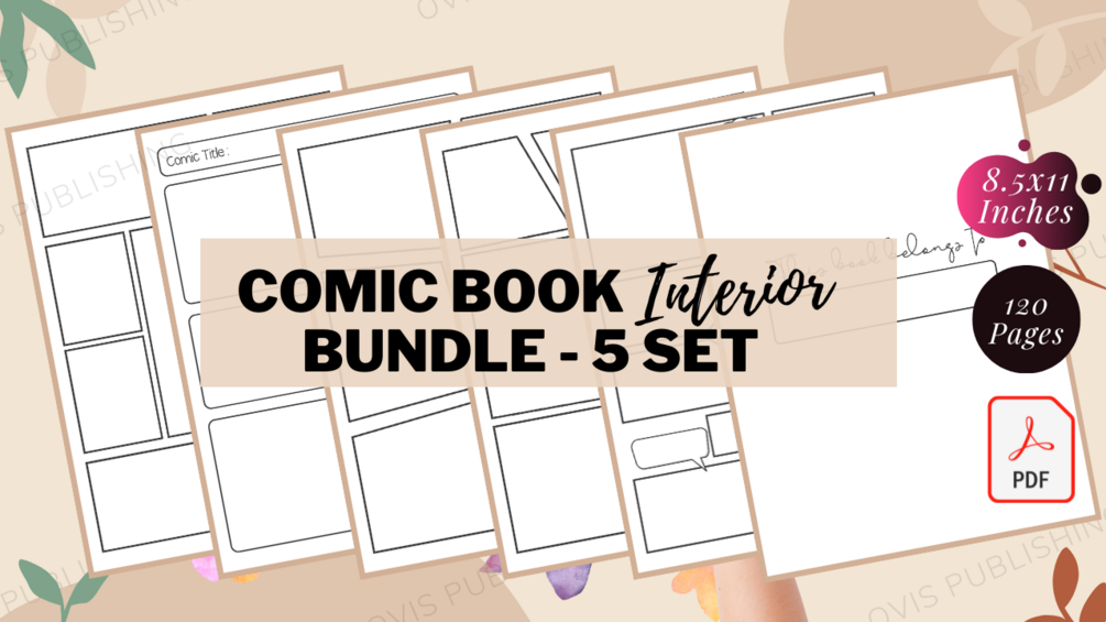 Bundle - Blank Comic Book Interior - 5 Set