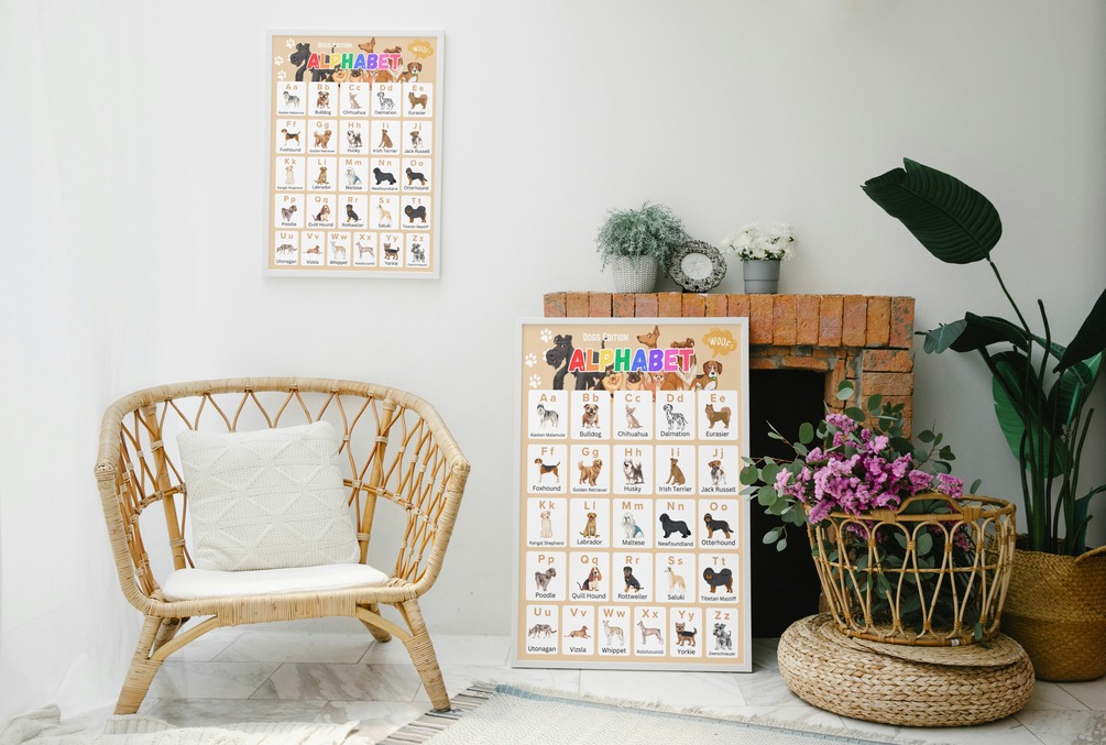 Dogs Alphabet Poster Educational Wall Art Classroom Decor Bedroom Decor ...