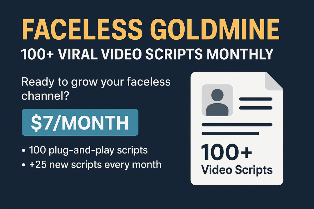 Faceless Goldmine: 100+ Viral Video Scripts Monthly