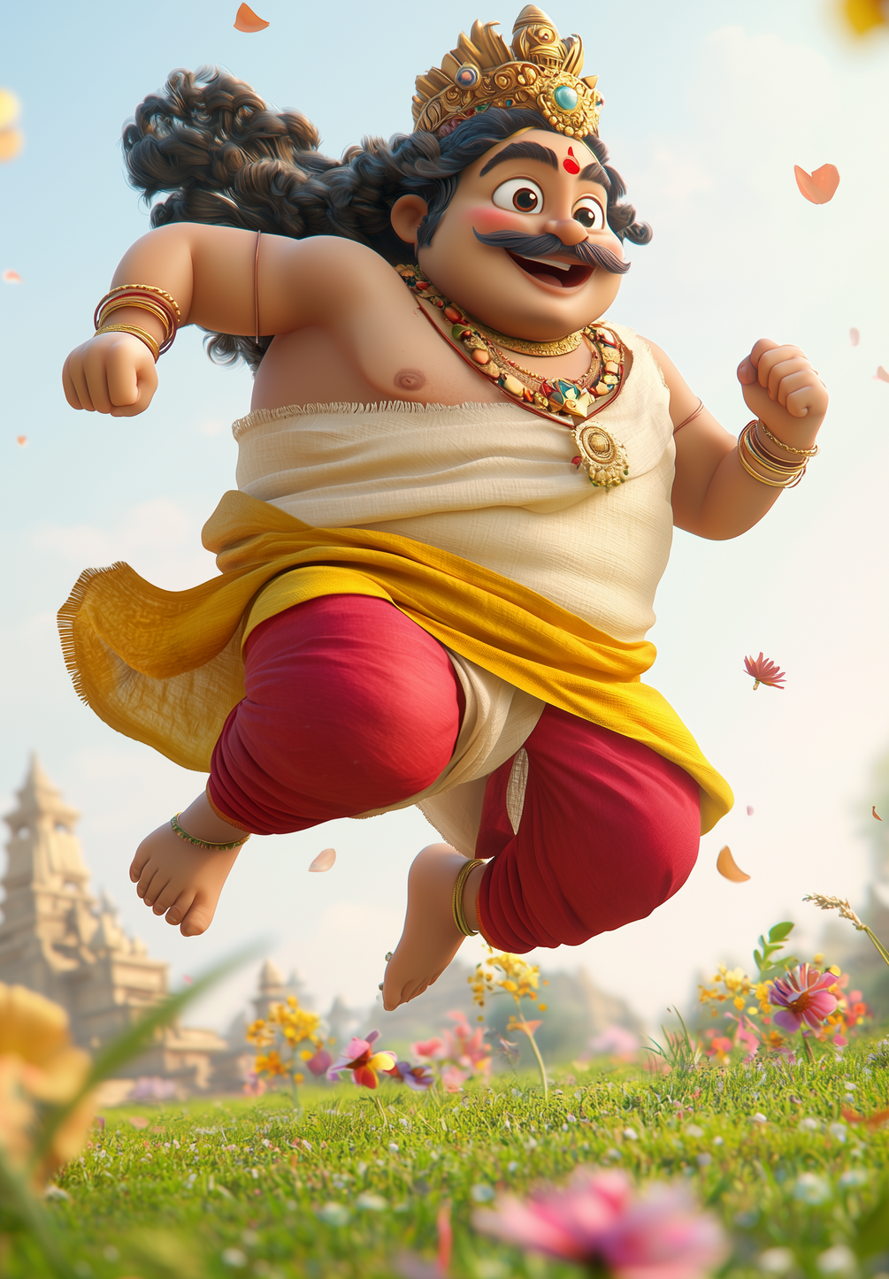 Vibrant Maveli Mahabali Stock Illustration - Onam Festival Art _s6