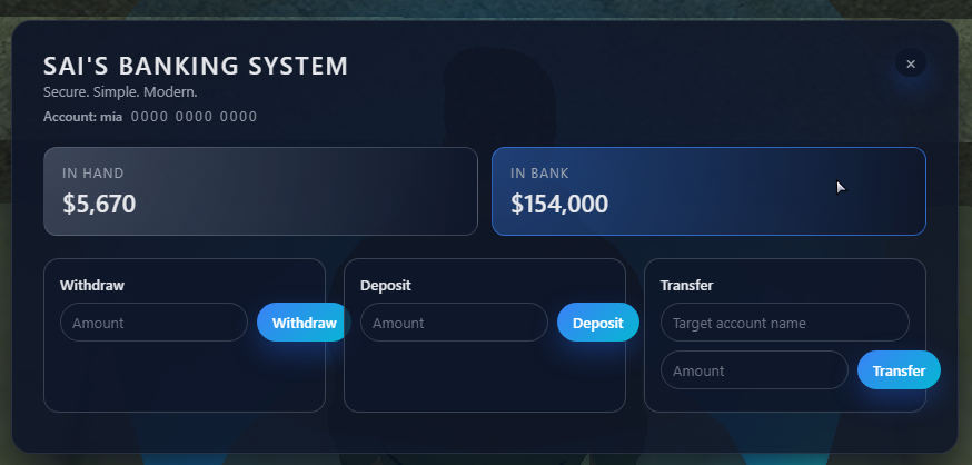 Sai’s Banking & Money System (MTA:SA)