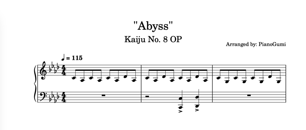 Kaiju No. 8 OP - "Abyss" - INTERMEDIATE Piano Sheet Music