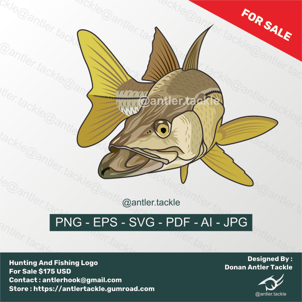 Snook Fish Fishing Logo Illustration Designed By Donan Antler Tackle