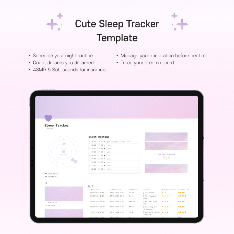 Cute Sleep Tracker Notion Template