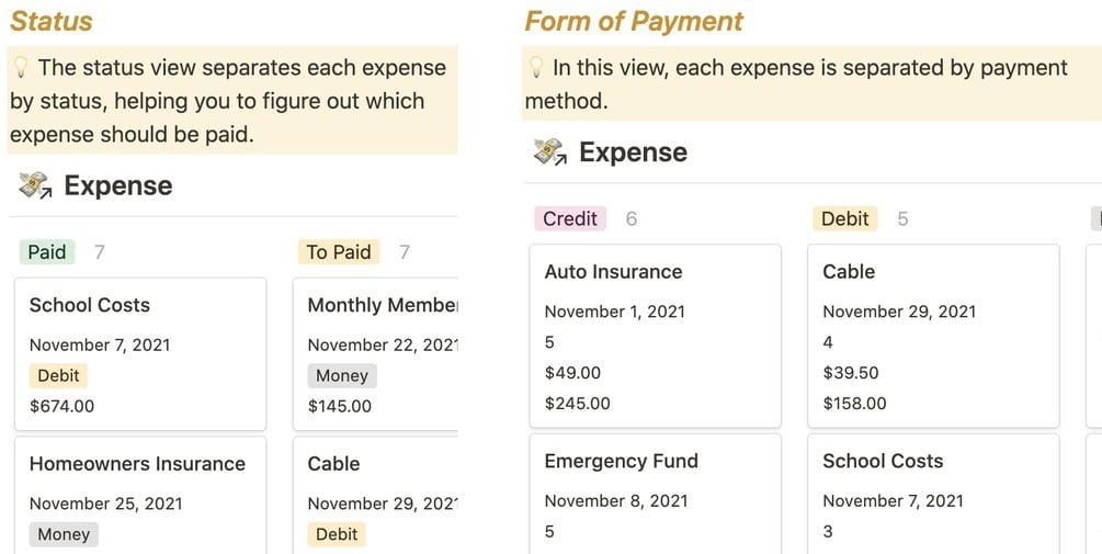 Free Shared Expenses Notion Template