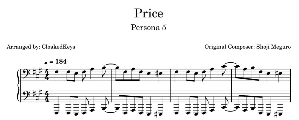 Price | Persona 5 [Sheet Music PDF]