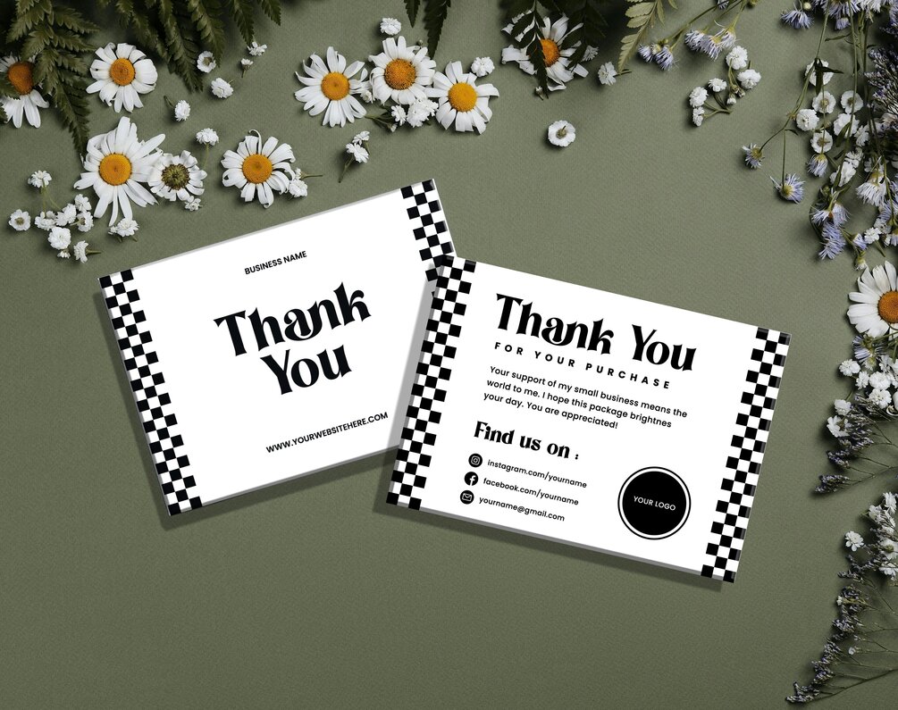 Checkered Pattern - Thank You Card (Editable Photoshop Template) 🏁