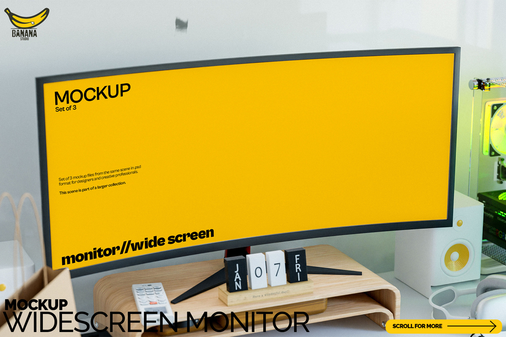 Widescreen Gaming Monitor Mockup Bundle from the Lumen Collection